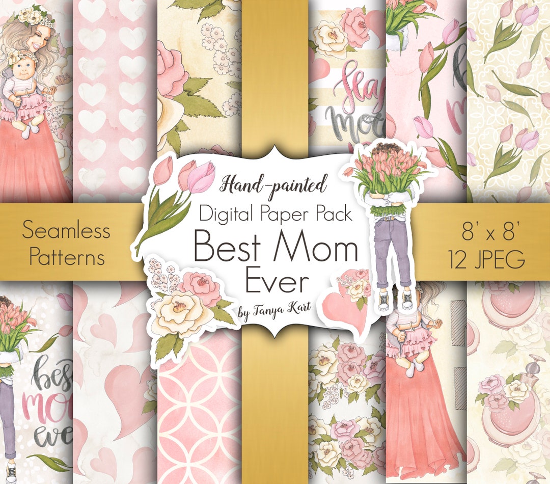 Mother's Day Papers, Pink Flowers Papers, Planner Papers, Scrapbook ...