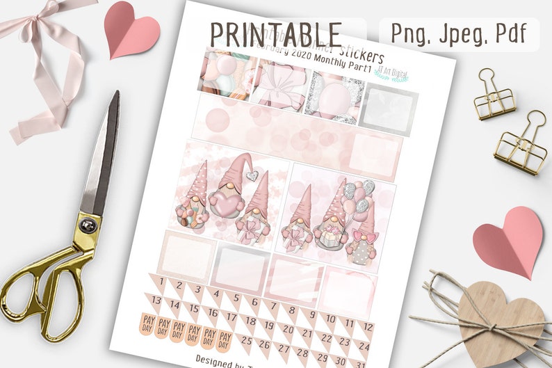 Planner stickers February Stickers Monthly Kit Printable | Etsy