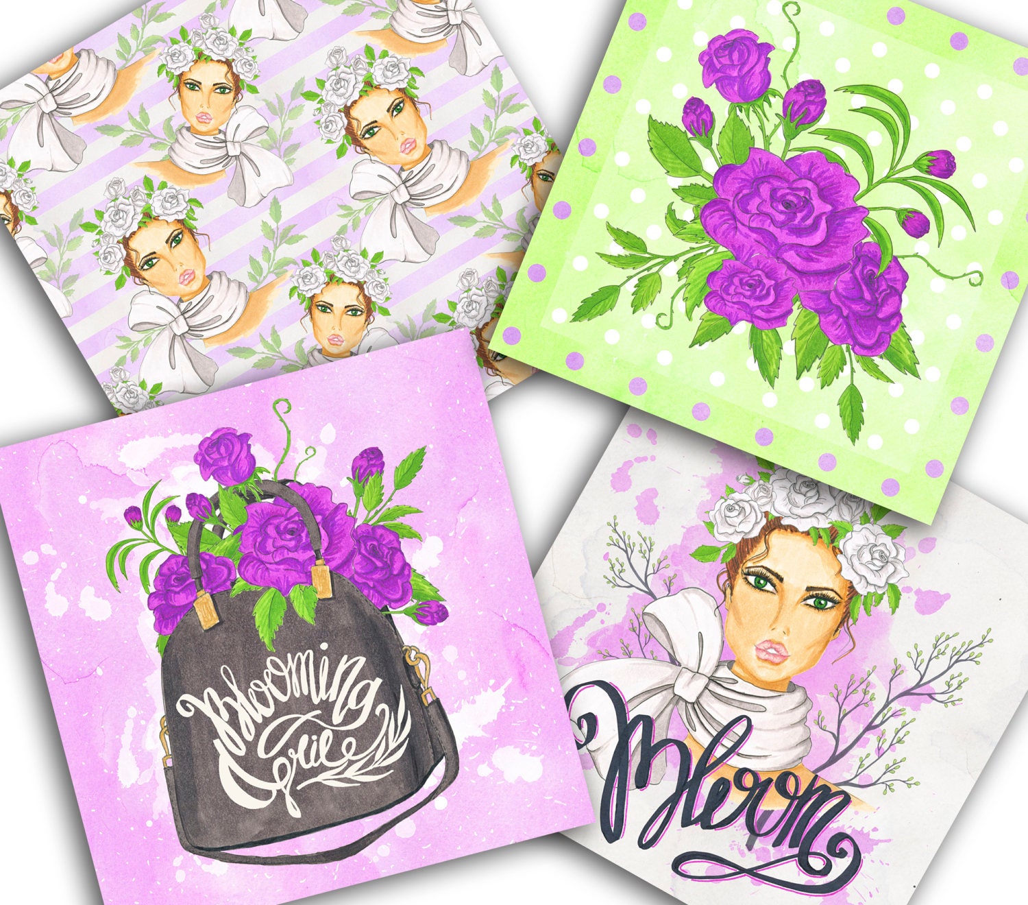 Floral Digital Paper Spring Digital Paper Pack April Digital | Etsy