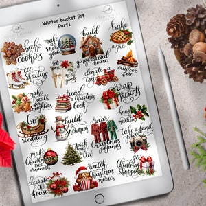 Winter Bucket List Goodnotes Stickers, Christmas Bucket List for ...