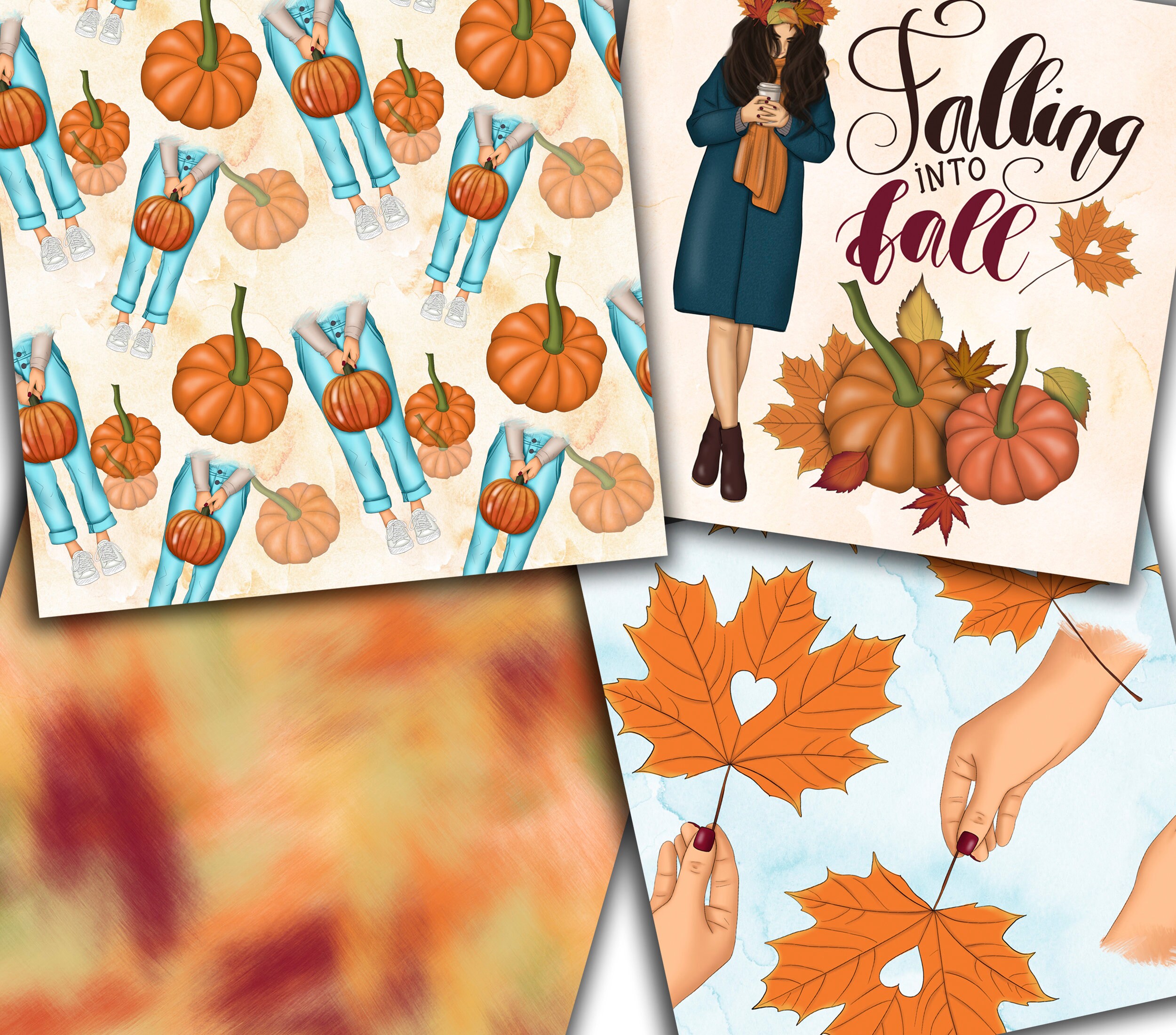 Fall Digital Papers Autumn Patterns Autumn Leaves Paper - Etsy