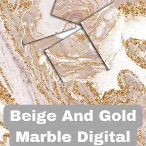 Marble Paper, Beige and Gold Paper, Digital Paper, Scrapbook Paper ...