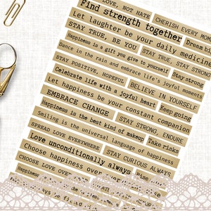 Printable Ephemera Words, Vintage Inspirational Quotes, Junk Journal ...