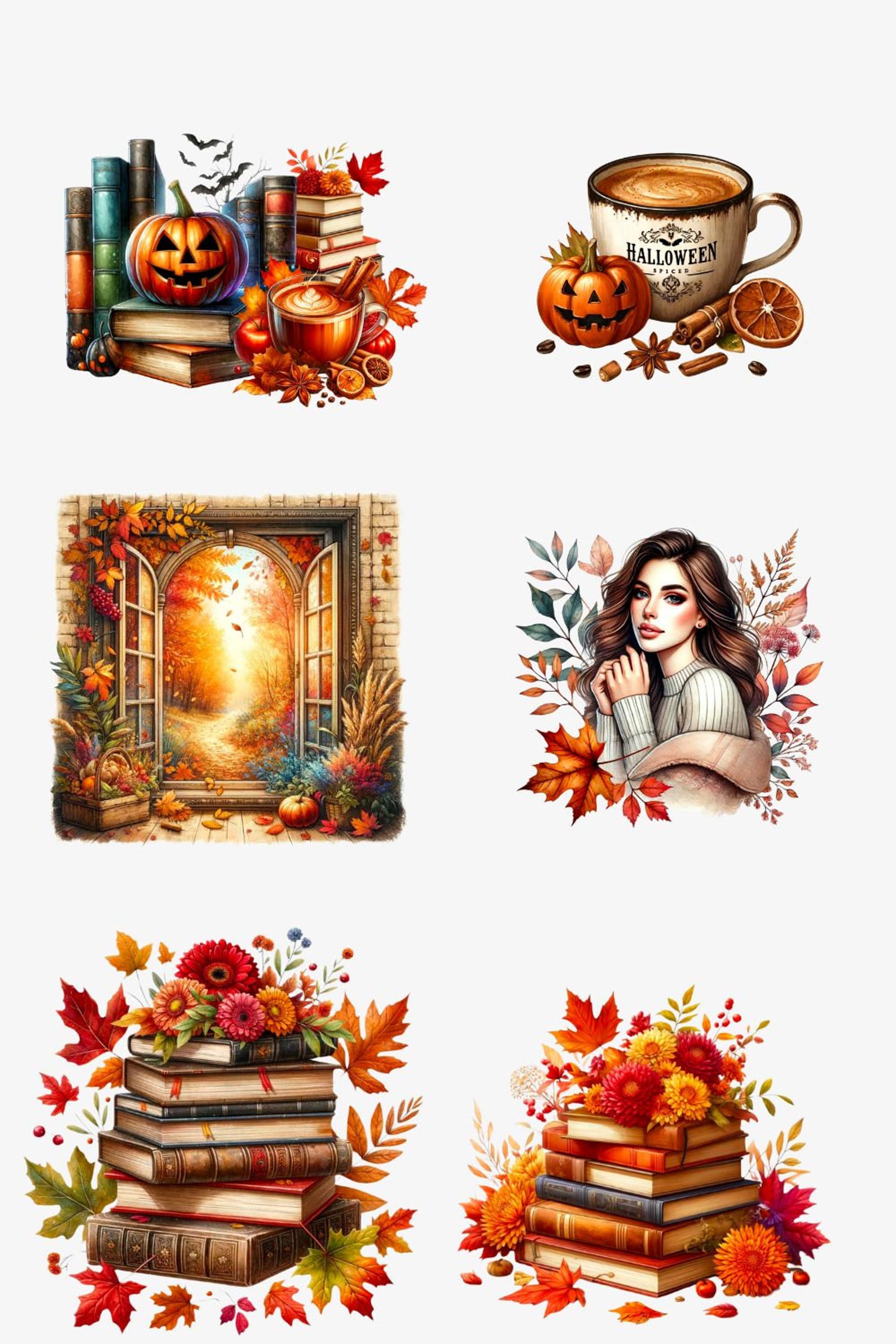 Cozy Fall Reading Clipart Set, Bookish Stickers, Planner Autumn Home ...