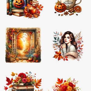 Cozy Fall Reading Clipart Set, Bookish Stickers, Planner Autumn Home ...