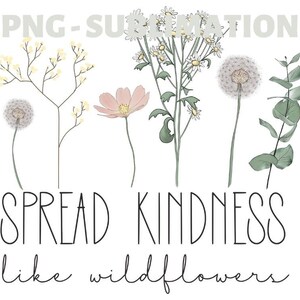 Spread Kindness Like Wildflowers, Minimalist Printable, Houseplant Art ...