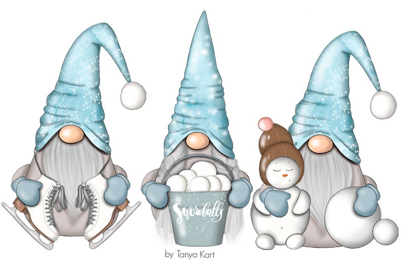 Nordic Gnomes Clipart Winter Gnomes Clipart Whimsical | Etsy