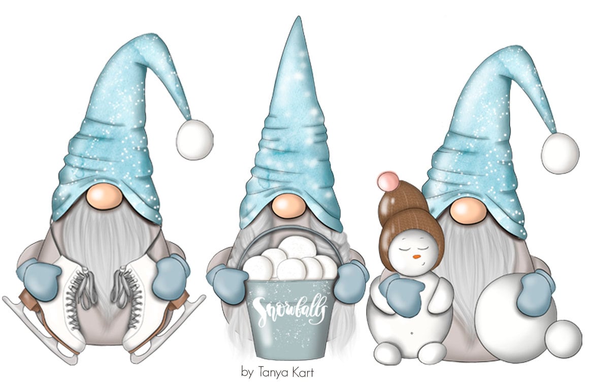 Nordic Gnomes Clipart, Winter Gnomes Clipart, Whimsical Clipart, Winter ...