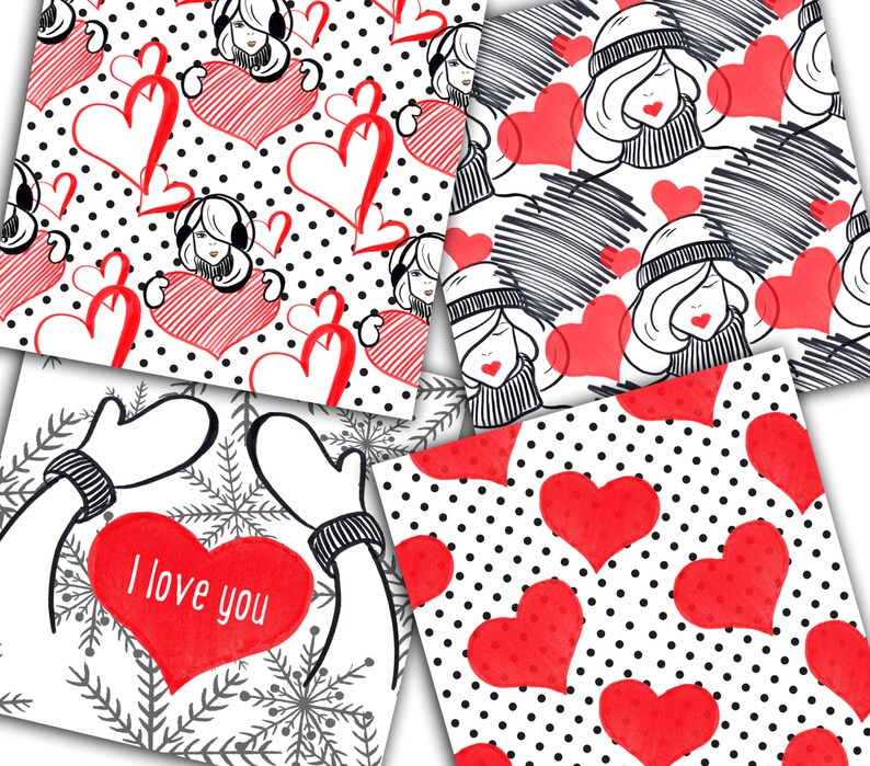 Love Digital Paper Seamless Pattern Hearts Digital Paper - Etsy