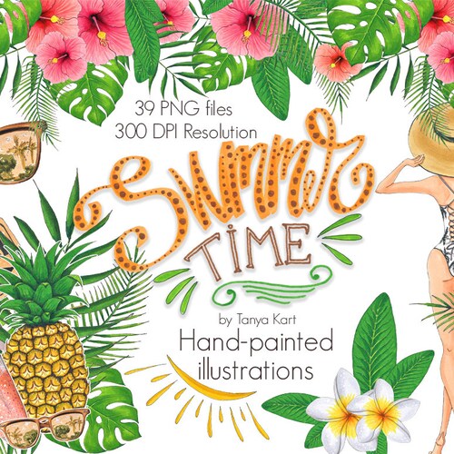 Hawaii Aloha Watercolor Clipart Summer Tropical Png - Etsy