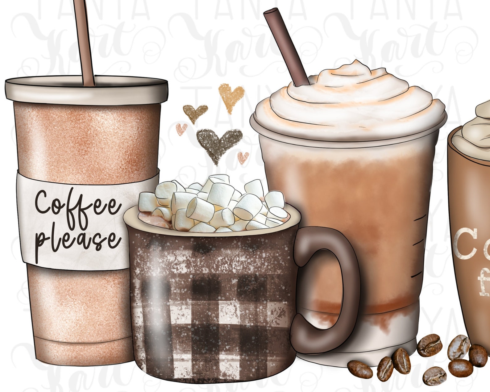 Brown Coffee Cups PNG Digital Download, Coffee Lover Png, Coffee ...