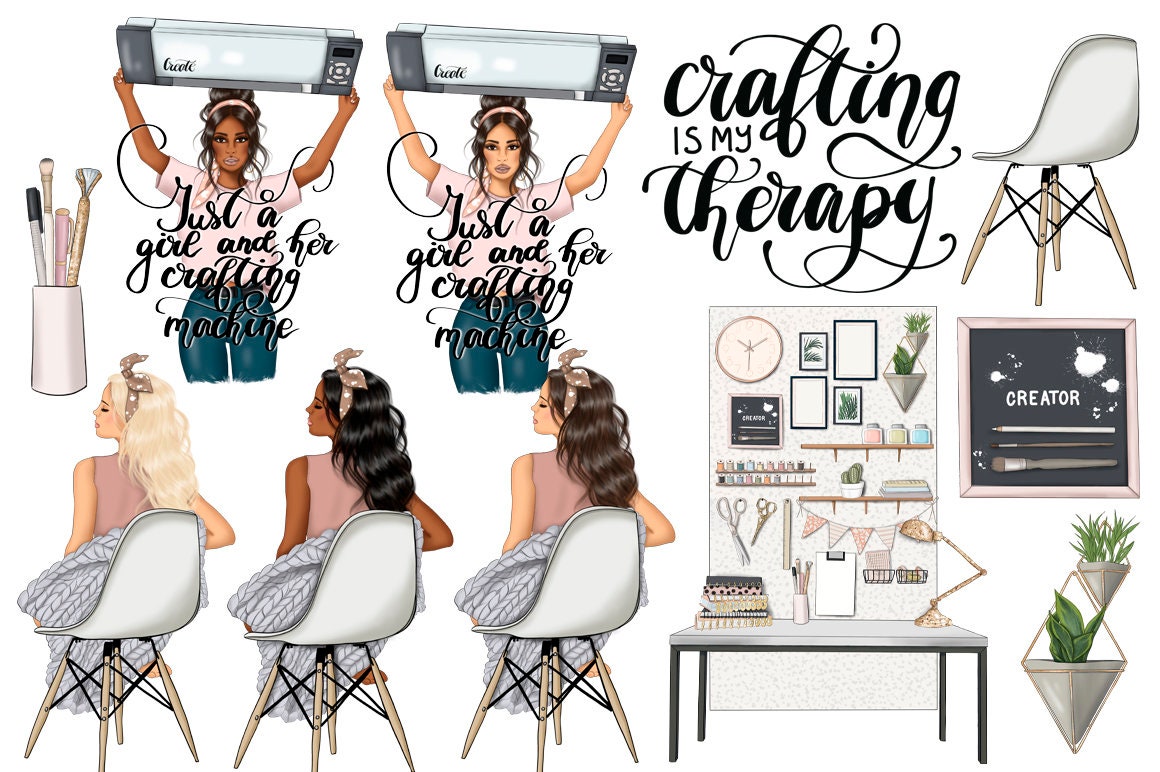 Craft Clip Art Crafting Elements Sewing Machine Png Cricut | Etsy