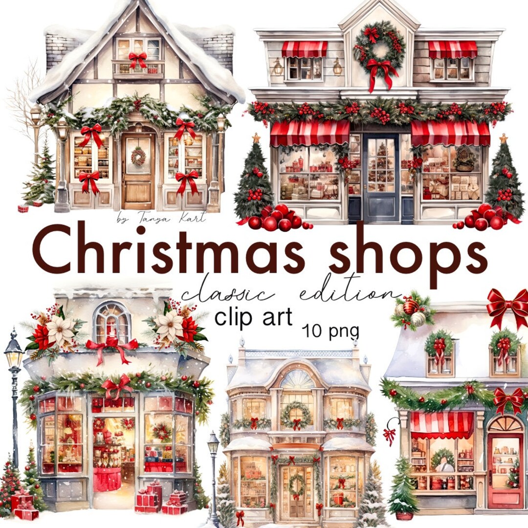 Christmas Shop Bundle: Festive Winter Decorations, Holiday Graphics ...