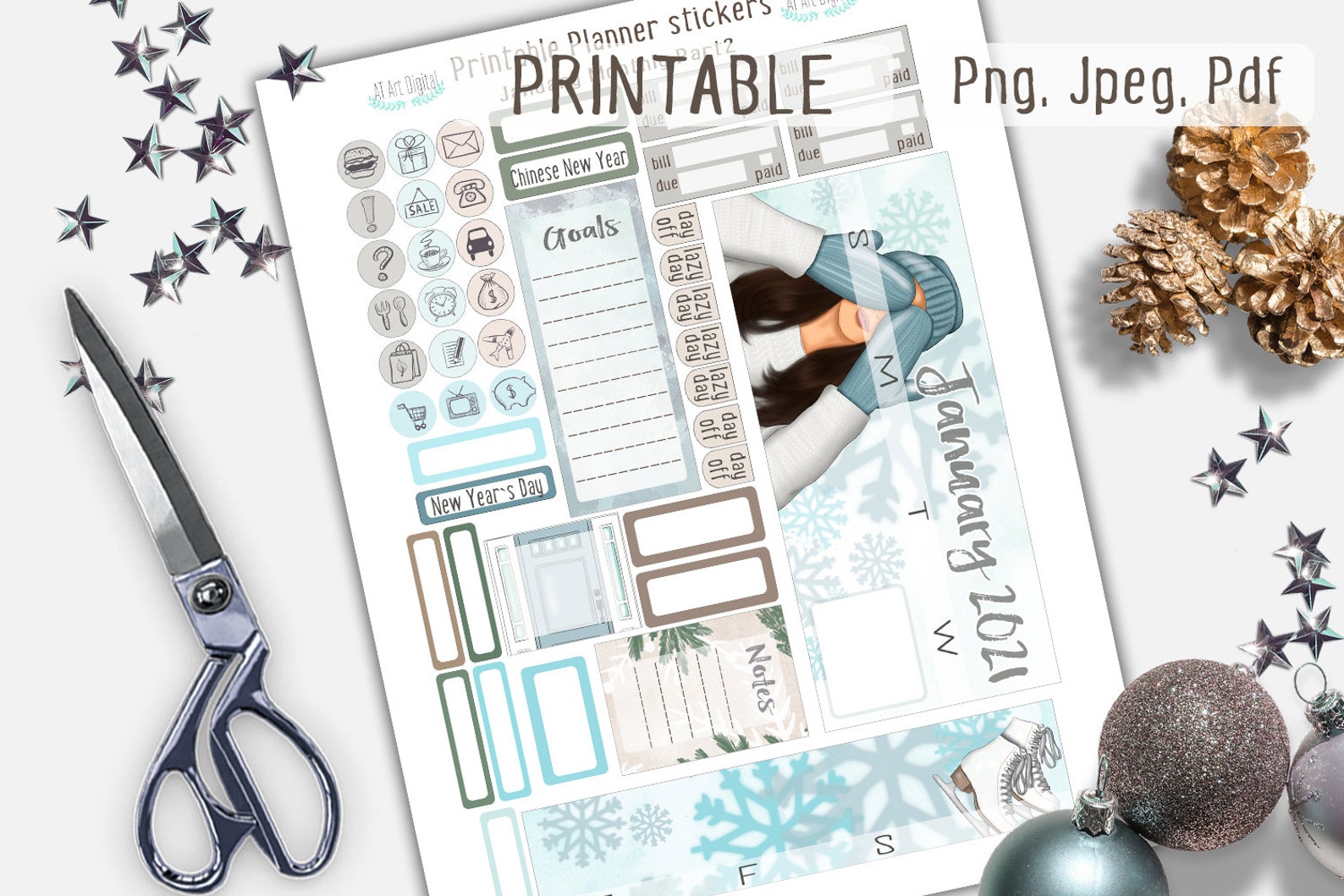 Planner Stickers January Stickers Monthly Kit Printable - Etsy