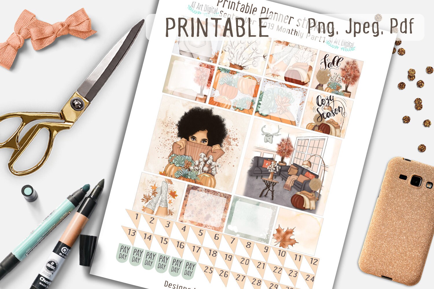 Autumn Monthly Kit Fall Stickers September Kit Planner - Etsy