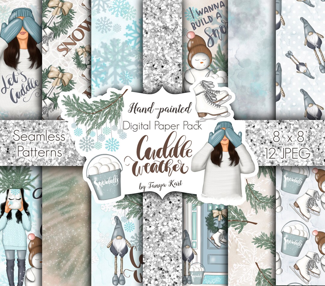 Snow Winter Digital Papers, Christmas Papers, Winter Planner Supplies ...