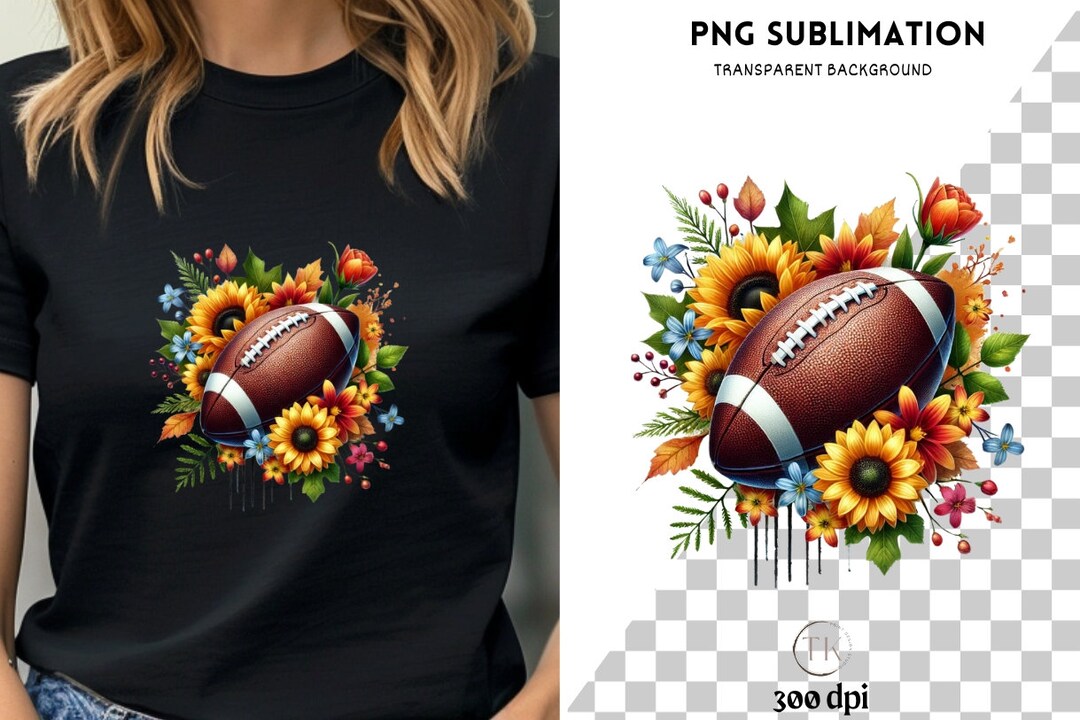 Autumn Football & Flowers PNG, Crafting File for Game Day Seasonal ...