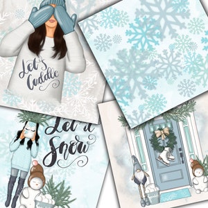 Snow Winter Digital Papers, Christmas Papers, Winter Planner Supplies ...