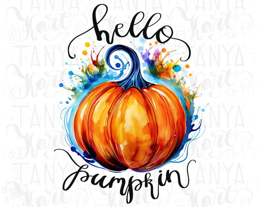 Hello Pumpkin PNG Digital Download, Colorful Pumpkin for Digital ...