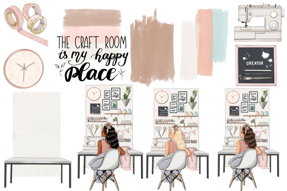 Craft Clip Art Crafting Elements Sewing Machine Png Cricut | Etsy