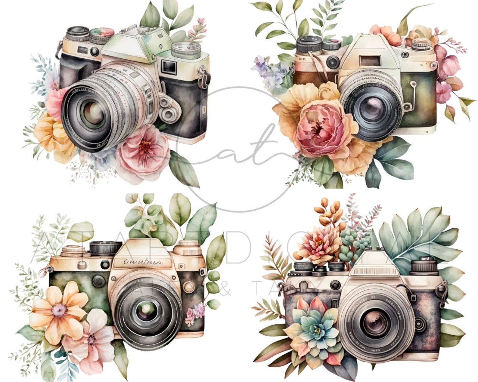 Photo Camera With Flowers Png Instant Download for Commercial Use ...
