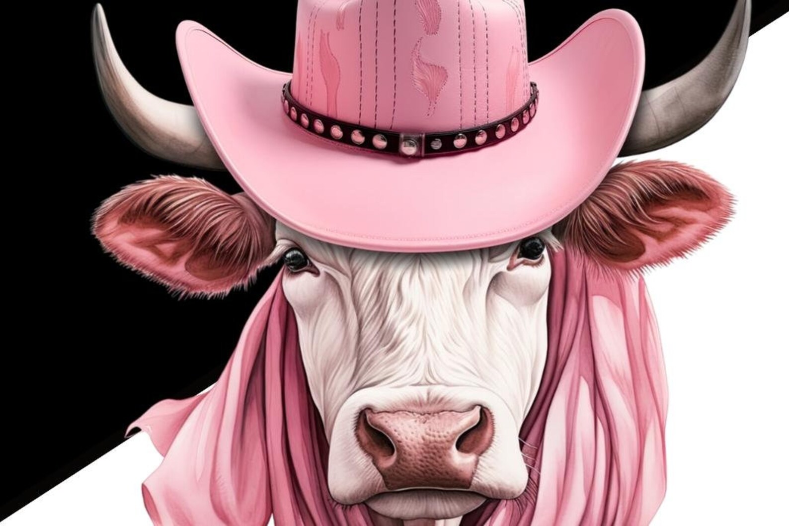 Pink Cow Digital Download, Cute Highland Cow Art Print PNG, Western Cow ...