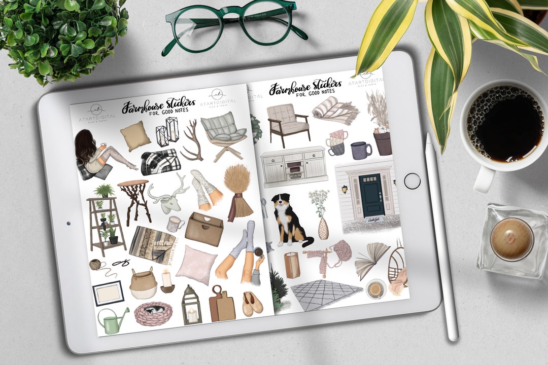 Farmhouse Digital Planner Stickers for Goodnotes, Spring Stickers ...