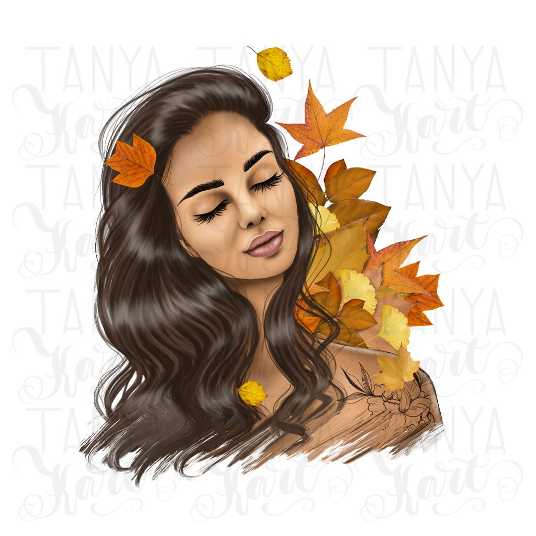 Autumn Girl, With Leaves, Fall Sublimation, Autumn Png, Png for ...