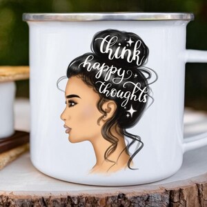 Woman Png, Think Happy Thoughts, Motivational Phrase, Png for Printing ...