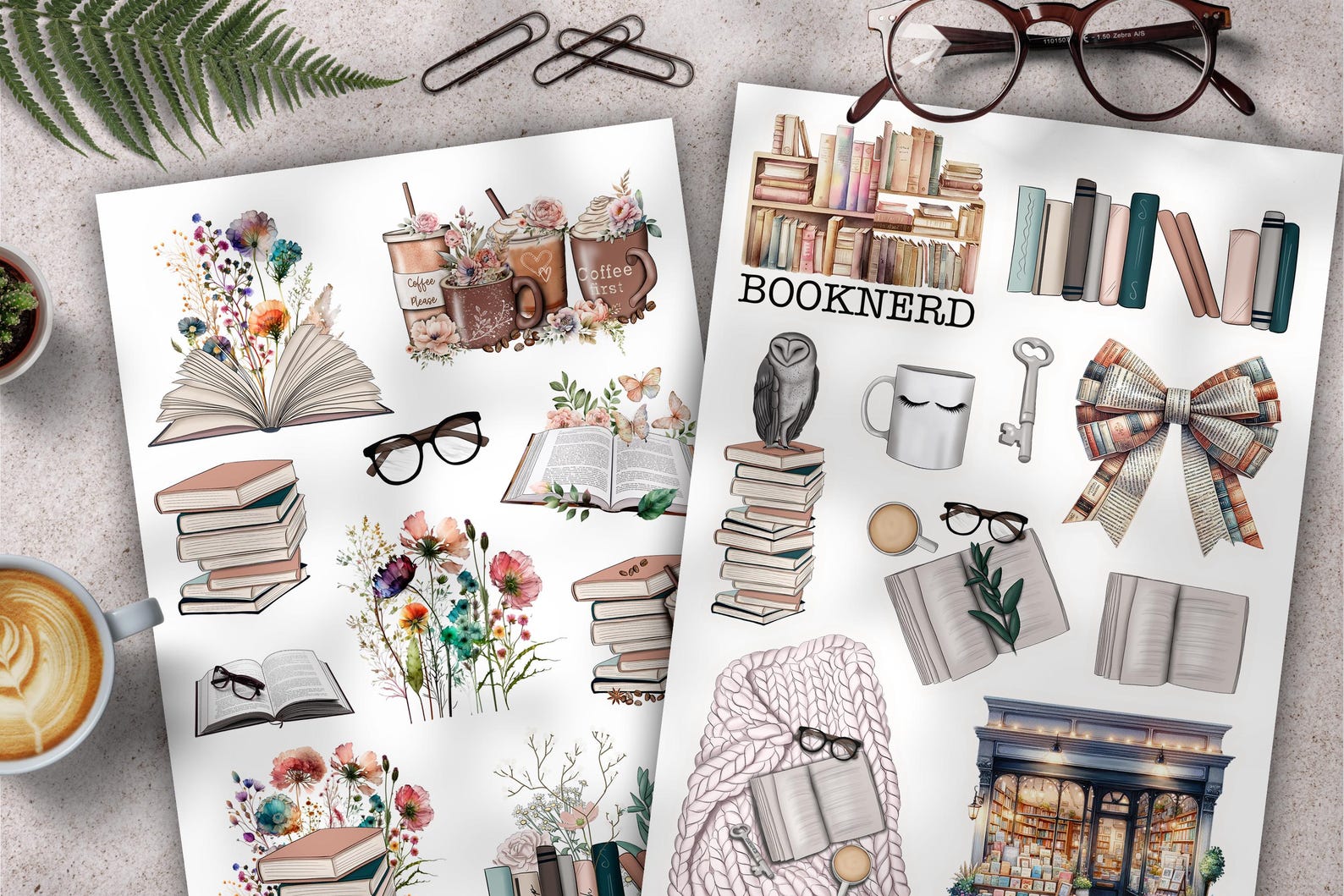 Book Lover Printable Fussy Cut Stickers , Bookish Planner Stickers ...