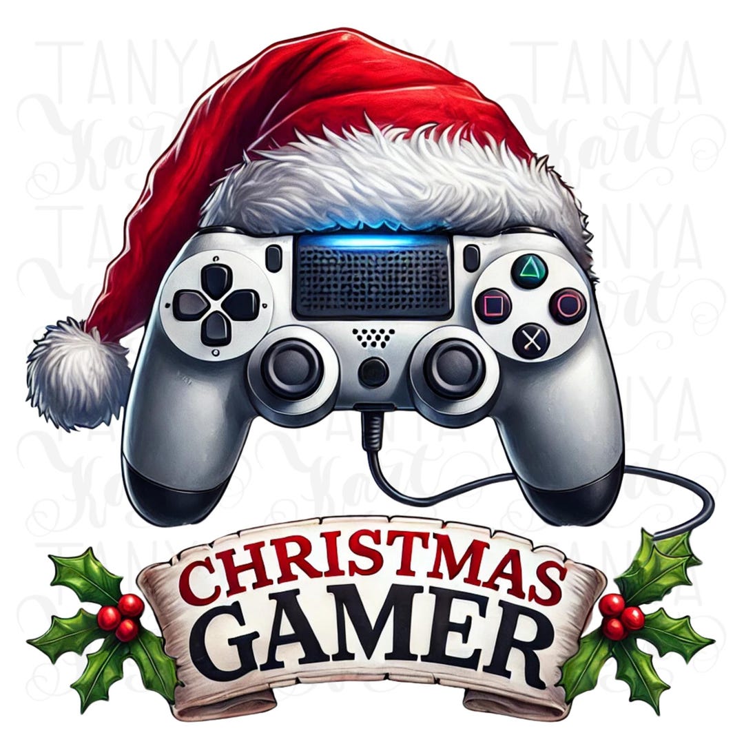 Christmas Gamer PNG, Merry Xmas Sublimation File With Game Controller ...