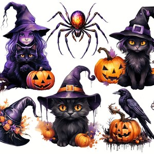 Spooky Halloween Witches PNG Clipart Bundle, Mystical Fantasy & Gothic ...