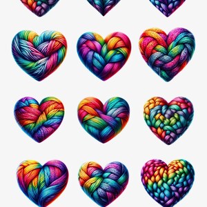 Love Hearts Clipart, Rainbow Color PNG for Valentines Day Crafts ...