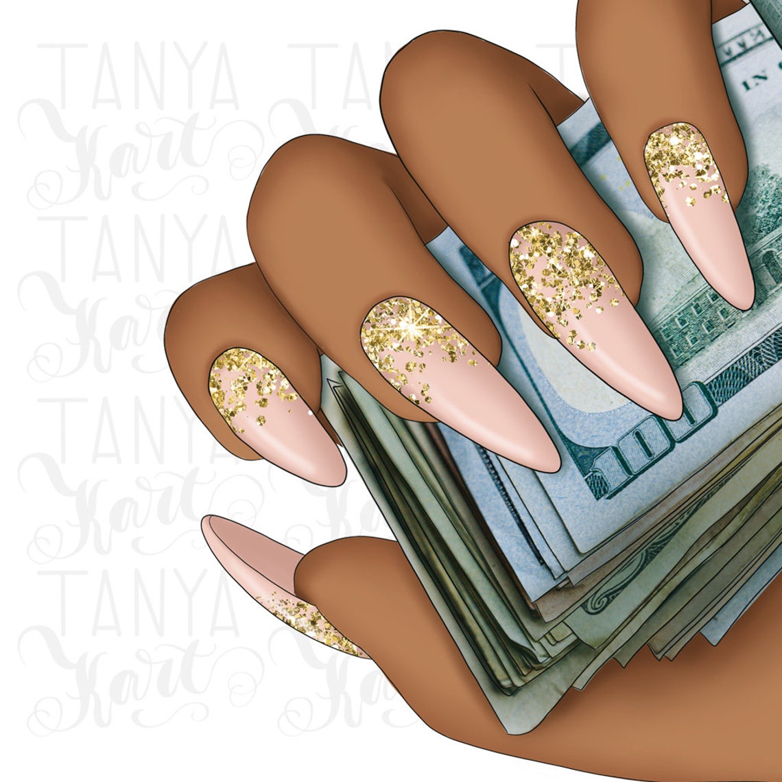 Money in the Hand, Illustration PNG, Afro Woman, Hand Holding, Money ...