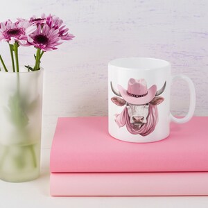 Pink Cow Digital Download, Cute Highland Cow Art Print PNG, Western Cow ...