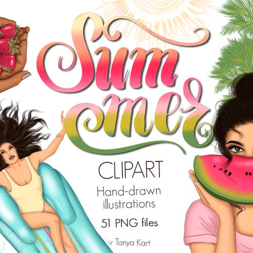 Pool Party Clip Art Summer Clipart Beach Girl Clipart Vacation - Etsy
