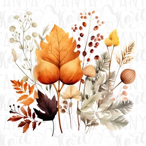 Autumn Digital Art, Fall Foliage, Fall Flowers, Boho Floral Art for ...