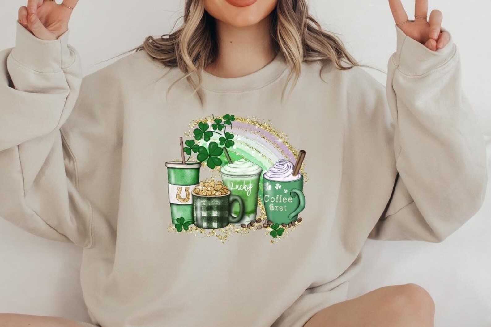 Patricks Day Coffee St Patrick Rainbow Glitter Coffee Cup - Etsy