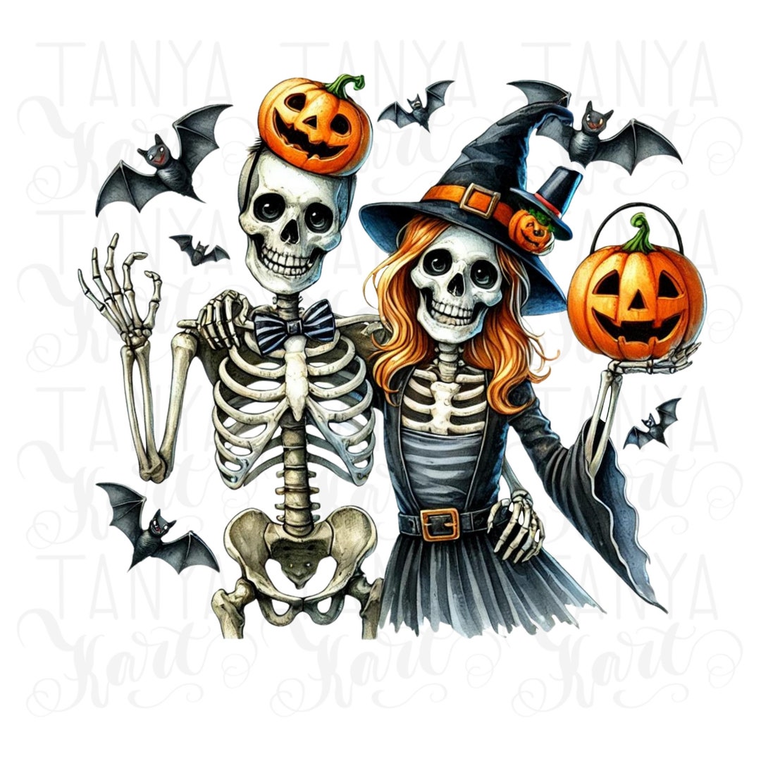 Skeleton Couple PNG Design for Halloween Crafting, Digital Print and ...
