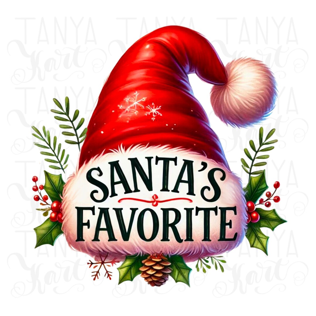 Santa's Favorite, Retro Santa Hat PNG for Cozy Christmas, Sublimation ...
