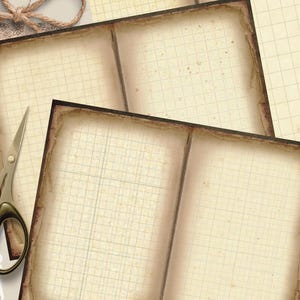 Vintage Graph Paper Kit, Printable Aged Grid Ephemera for Junk Journals ...