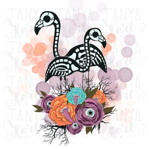 Flamingo Skeleton Png File for Halloween Sublimation Designs Downloads ...
