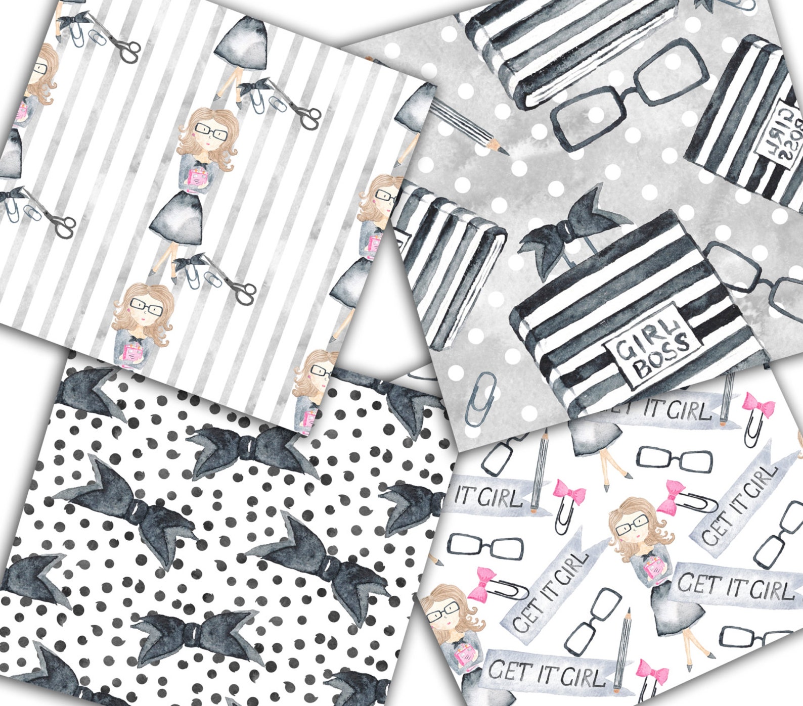 Planner Girl Digital Paper Pack, Fashion Digital Paper, Planner Cover ...