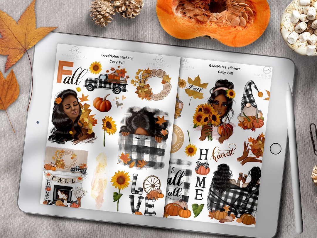 Fall Goodnotes Stickers for Digital Planning, Afro Woman Goodnotes ...