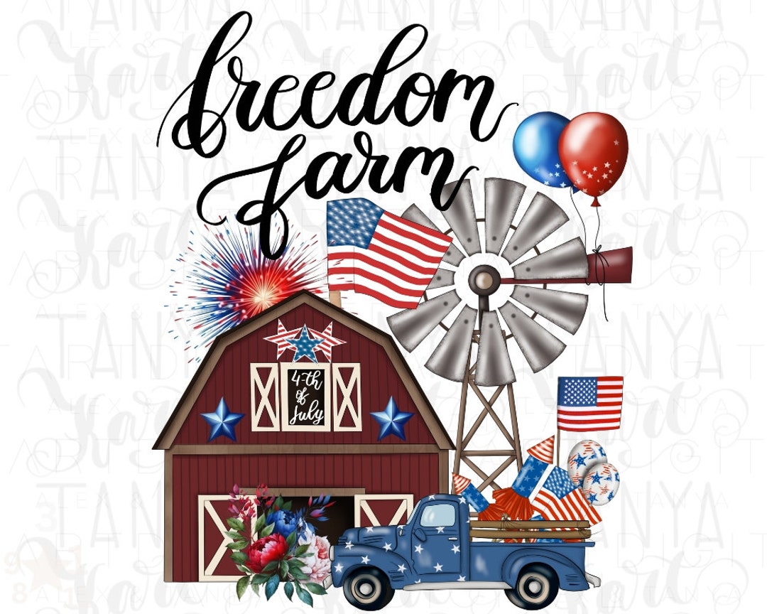 Freedom Farm Png for Sublimation, Windmill 4th of July Png File ...