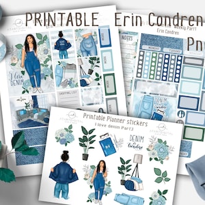 Planner Stickers, Denim Weekly Kit, Erin Condren Stickers, Life Planner ...