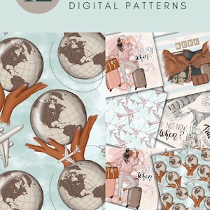 Travel Digital Paper, Adventure Design, Flight Papers, African American ...