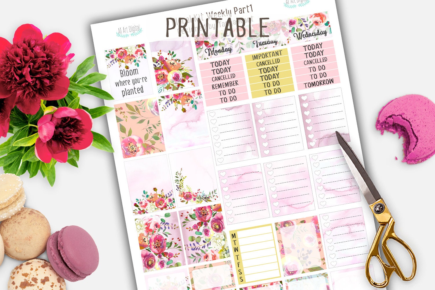 Floral Stickers//printable Stickers//weekly Planner Stickers//weekly ...