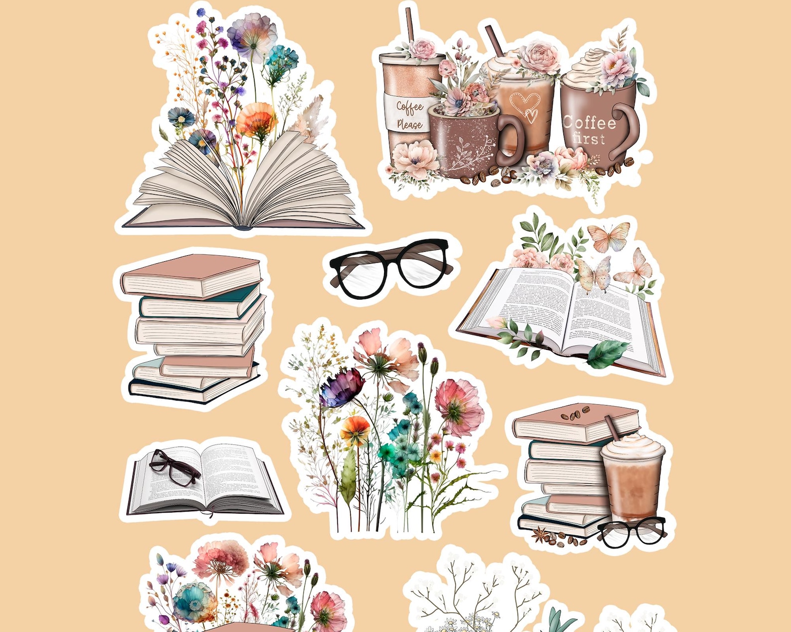 Book Lover Printable Fussy Cut Stickers , Bookish Planner Stickers ...