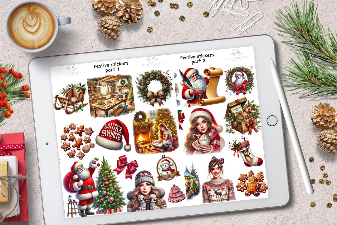 Festive Christmas Stickers for Goodnotes & Notability Digital Planners ...